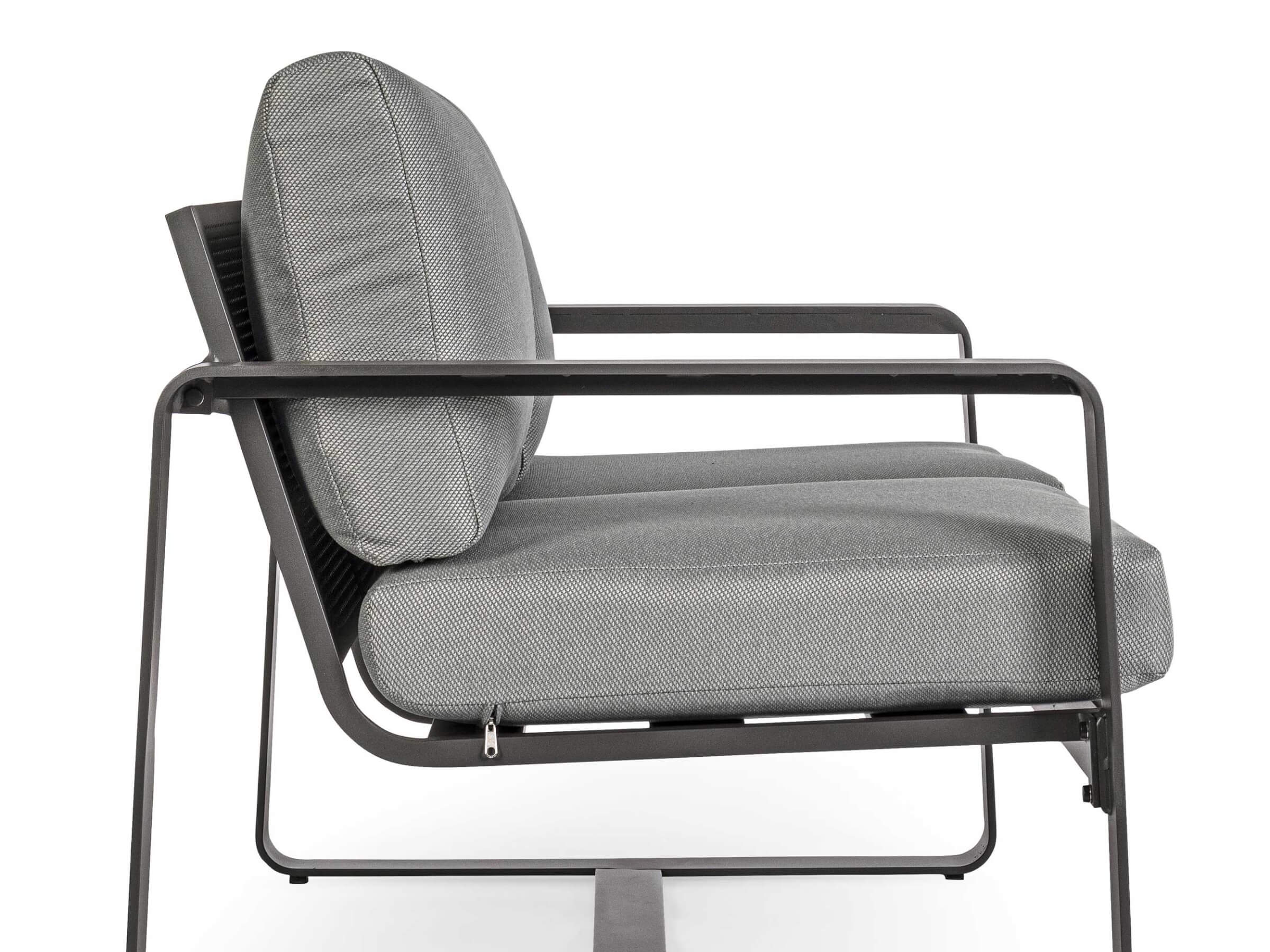 Salotto Divano 2 Posti con Tavolino Merrigan Alluminio Colore Antracite